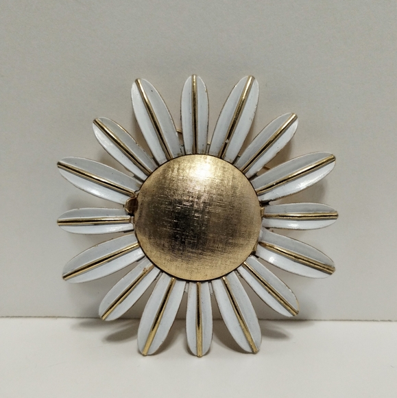 Avon | Jewelry | Vintage Avon Large Gold Tone White Enamel Perfume ...